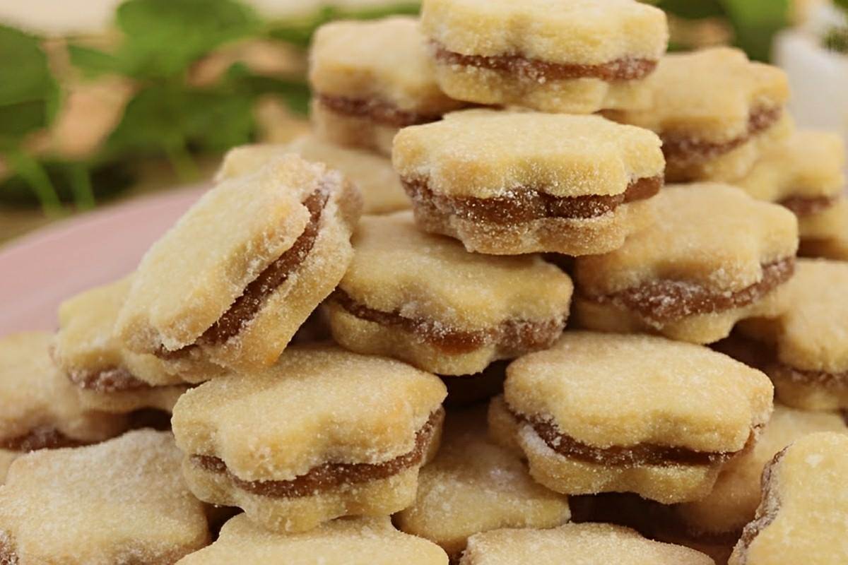 Biscoitinho casadinho de doce de leite delicioso que desmancha na boca ...