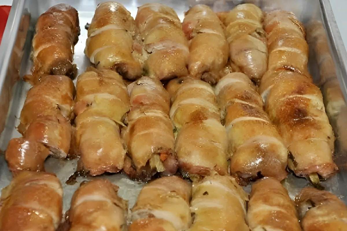 Frango a rolê recheado uma receita de frango difente mas muito saborosa