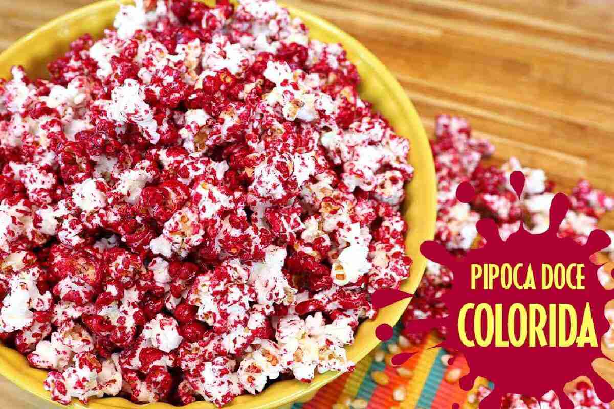 Pipoca doce colorida perfeita para fazer a alegria da criançada toda