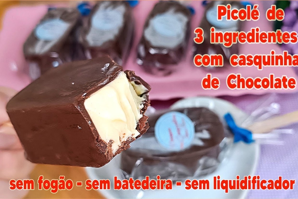 Picolé Cremoso com Casquinha de Chocolate: Uma Delícia Refrescante
